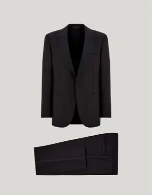 Canali Regular Fit Tuxedo Pants In 150's Wool - Black