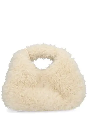 GANNI Faux Fur Hobo Bag - Ivory