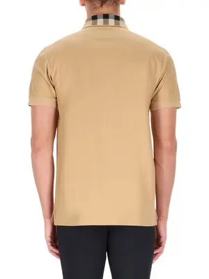 Burberry Polo Shirt With "check" Collar - Beige