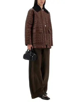 GANNI Quilted Midi Jacket - Brown