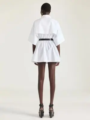 Givenchy Mini Shirt Dress In Poplin With Belt - White