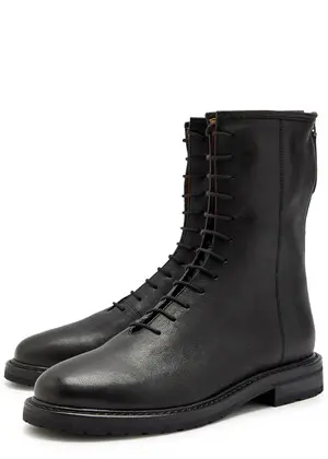 Legres Grained Leather Ankle Boots - Black