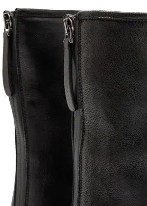 Legres Grained Leather Ankle Boots - Black