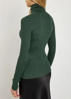 Gabriela Hearst Peppe Roll-neck Cashmere-blend Top - Green