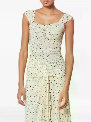 Isabel Marant Étoile Gemina Gathered Polka Dot Jersey Top