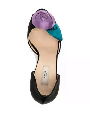 Prada Floral Detail Peep Toe Pumps