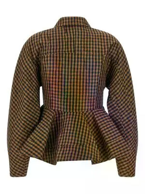 GANNI Crinkled Check-print Shirt - Neutrals