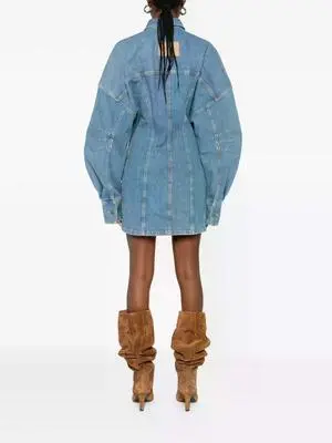 Attico Buttoned Mini Dress - Blue