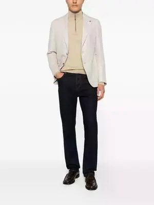 Canali Zip Funnel-neck Polo Shirt