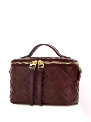 Fendi Embossed Leather Vanity Handbag - Red