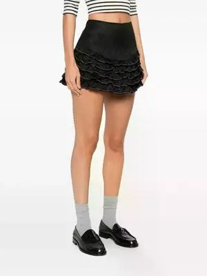 Sandro Ruffled Skort With Contrast Topstitching