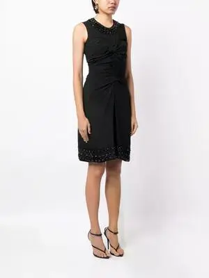 Prada Beaded Ruched Sleeveless Dress