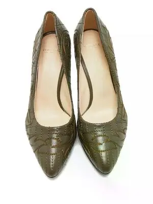 Versace Embroidered Leather Stiletto Pumps