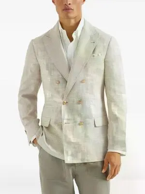Brunello Cucinelli Prince Of Wales-pattern Double-breasted Blazer