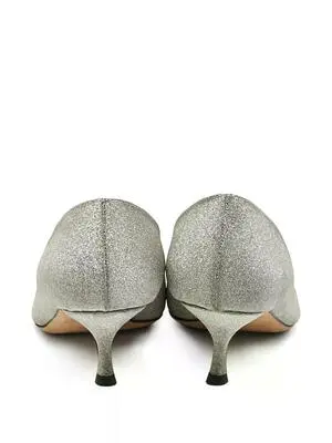 SERGIO ROSSI Glitter Pointed-toe Kitten Heel Pumps