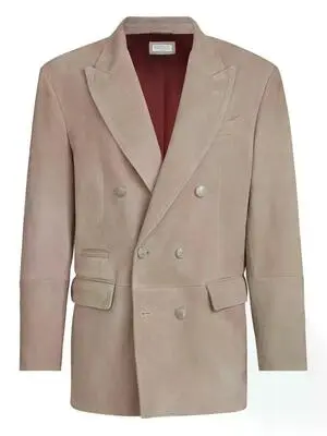 Brunello Cucinelli Suede Metal-buttons Blazer