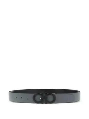 FERRAGAMO Gancini Leather Reversible Belt - Grey