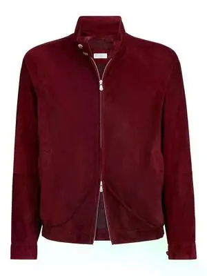 Brunello Cucinelli Stand-collar Suede Jacket - Red