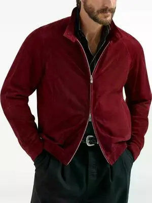 Brunello Cucinelli Stand-collar Suede Jacket - Red