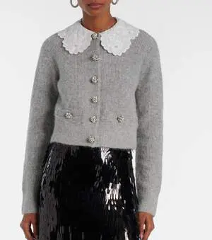 SELF-PORTRAIT Embellished Lace-trimmed Cardigan