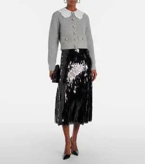 SELF-PORTRAIT Embellished Lace-trimmed Cardigan