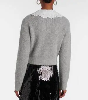 SELF-PORTRAIT Embellished Lace-trimmed Cardigan