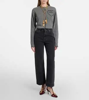 Chloé Logo Wool And Cashmere Cardigan - Grey