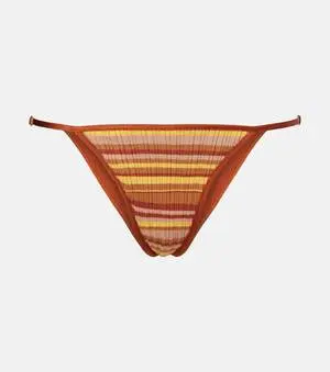 BANANHOT Ann Ribbed-knit Striped Bikini Bottoms - Multicoloured