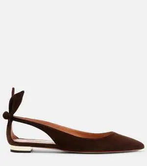 AQUAZZURA Bow Tie Suede Ballet Flats