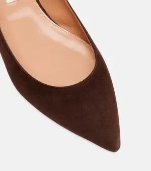 AQUAZZURA Bow Tie Suede Ballet Flats