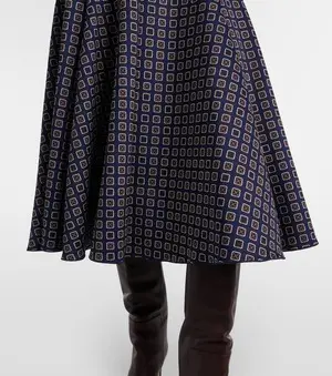 Max Mara Benda Printed Jersey Midi Skirt