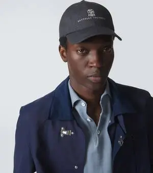 Brunello Cucinelli Logo Virgin Wool Baseball Cap - Grey