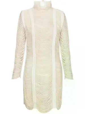 Balmain Macramé-knit Openwork Minidress
