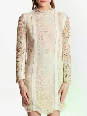 Balmain Macramé-knit Openwork Minidress
