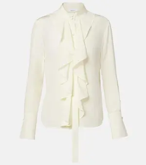 Alexander McQueen Ruffled Silk Blouse - White