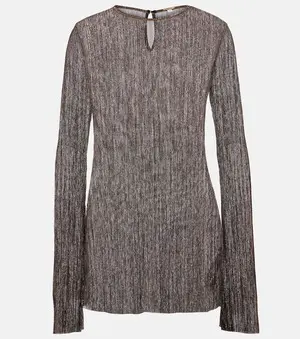 CALA DE LA CRUZ Loretta Metallic Knit Top - Brown