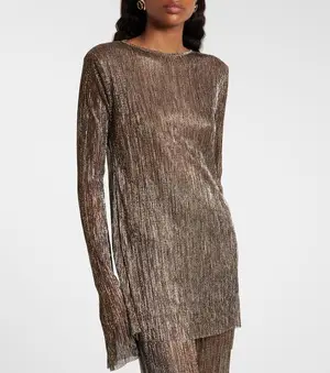 CALA DE LA CRUZ Loretta Metallic Knit Top - Brown
