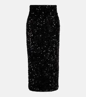 Vince Sequined Velvet Midi Skirt