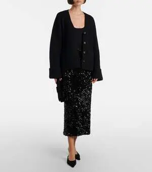Vince Sequined Velvet Midi Skirt