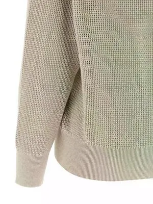 Brunello Cucinelli Openwork V-neck Sweater - Neutrals