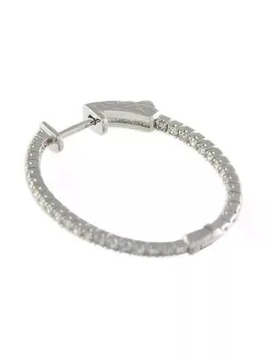 LB EXCLUSIVE 14k White Gold Diamond Hoop Earrings