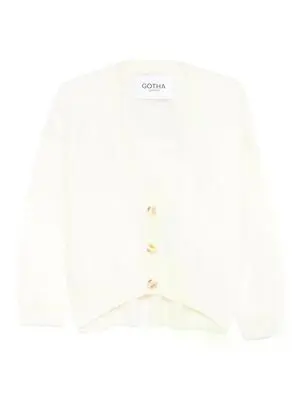 GOTHA V-neck Cardigan With Ribbed Hem And Cuffs