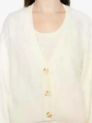 GOTHA V-neck Cardigan With Ribbed Hem And Cuffs