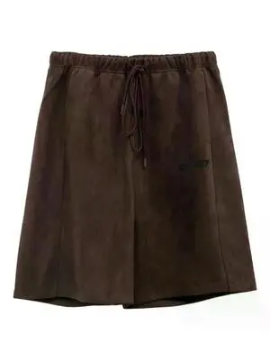 Fear Of God Relaxed Suede-effect Drawstring Shorts - Brown