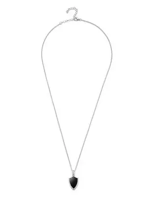 Mateo Onyx Shield Pendant Necklace - Silver
