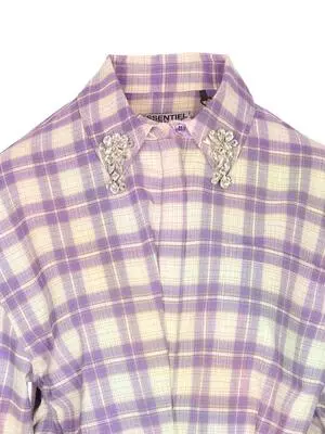 Essentiel Antwerp Checked Crystal-embellished Midi Shirt Dress