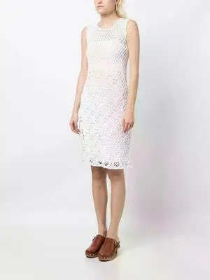 Prada Sleeveless Crochet Knit Midi Dress