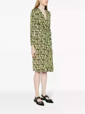 Prada Abstract-print Silk Knee-length Dress