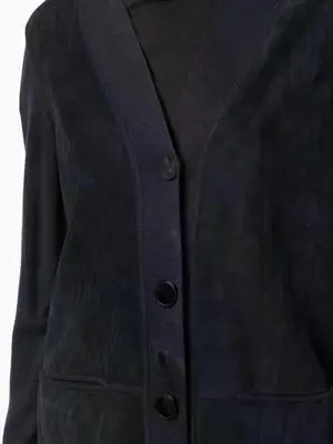 Hermès V-neck Suede Cardigan