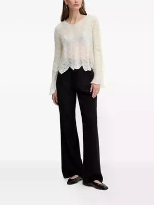 TWINSET Scalloped Hem Open-work Sweater